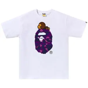 A BATHING APE Color Camo Milo On Big Ape Tee - White