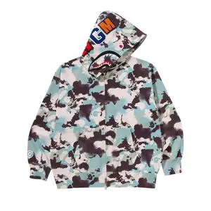 A BATHING APE Map Camo Shark Relaxed Fit Full Zip Hoodie - Multicolor