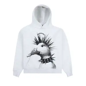 PLEASURES Punk Duck Graphic Hoodie - Grey