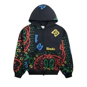 Rhude Bandana Print Full-zip Hoodie - Black