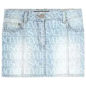 Versace Logo Denim Mini Skirt - Blue