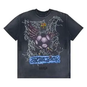 Travis Scott Cactus Jack X Fc Barcelona Washed Spray Logo Tee