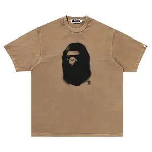 A BATHING APE Spray Ape Head Relaxed Fit Tee - Tan