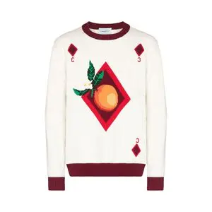 Casablanca Intarsia Knit Sweater - White
