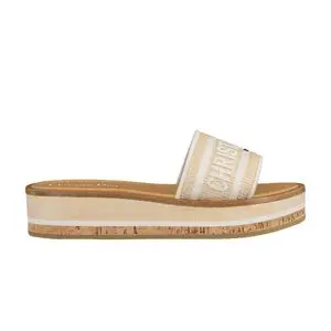 Dior Dway Raffia Slides - Cream