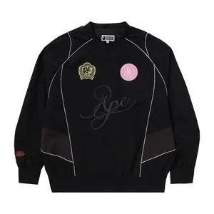 A BATHING APE Multi Logo Relaxed Fit Pullover - Black