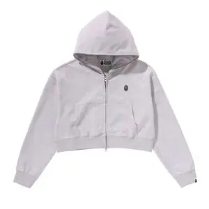 A BATHING APE Solid Camo Jacquard Cropped Zip Hoodie - Grey