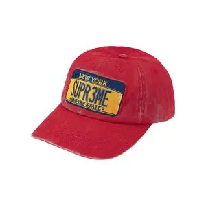 Supreme License Plate 6-panel Cap - Red