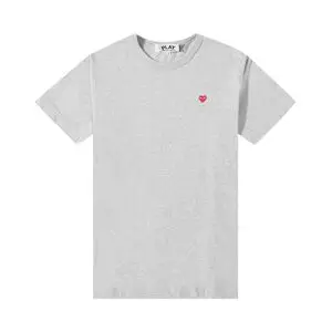 Play Comme Des Garcon Short-sleeve T-shirt With Red Heart - Grey