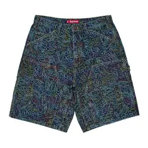 Supreme Handwriting Double Knee Denim Short - Blue