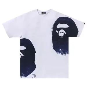 A BATHING APE Overprinted Multi Ape Head Tee - White