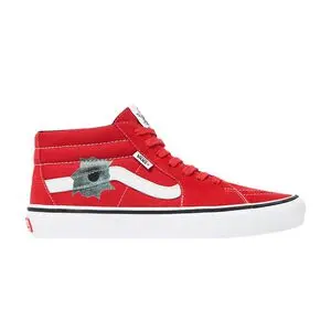 VANS Supreme X Nate Lowman X Skate Grosso Mid Sneakers - Red