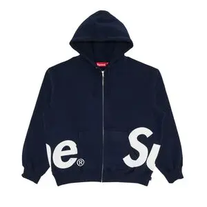 Supreme Big Logo Zip Up Hooded Sweatshirt - Blue
