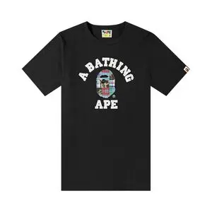 A BATHING APE Patchwork College Tee - Black