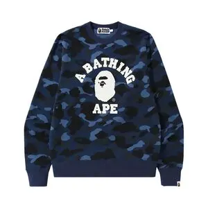 A BATHING APE Color Camo College Crewneck - Blue