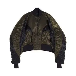MUGLER Satin Bomber Jacket - Black
