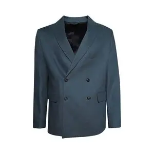 BODE Linen Double-breasted Suit Jacket - Blue