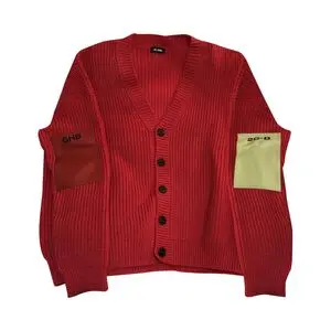 Raf Simons Oversized V-neck Patch Cardigan