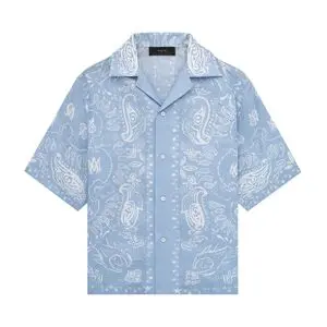 Amiri Bandana Watercolor Camp Shirt - Blue