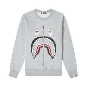 A BATHING APE Shark Applique Zip Crewneck