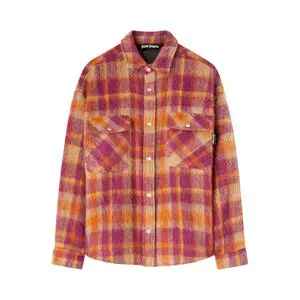 Palm Angels Brushed Wool Check Overshirt - Red