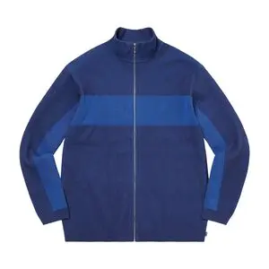Supreme Two-tone Ribbed Zip-up Sweater - Blue
