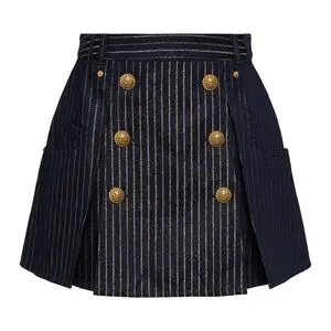 Balmain Pinstriped Skirt With Button Detail