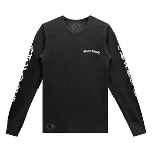 Chrome Hearts Scroll Logo Long-Sleeve Thermal T-Shirt - Black