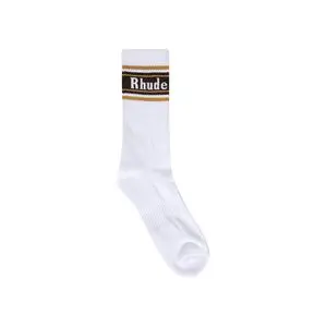Rhude Stripe Logo Crew Socks - White