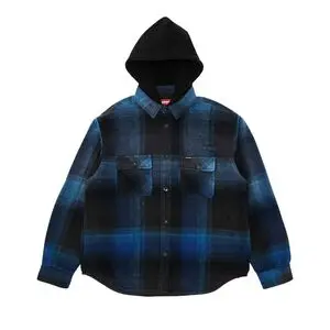 Supreme Quilted Lined Hooded Flannel Shirt - Blue