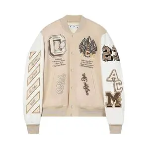 Off-White X Ac Milan Varsity Jacket - Cream