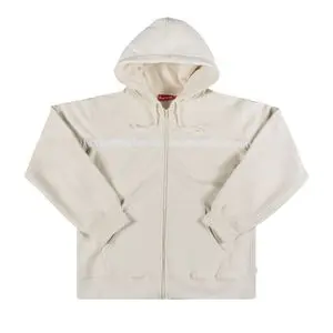Supreme Text Stripe Zip Up Hooded Sweatshirt - Cream