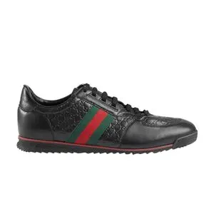 Gucci Leather Web Sneaker - Black