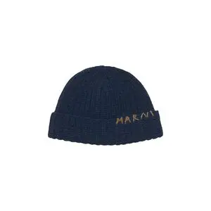 Marni Broken Fisherman Wool Beanie - Blue