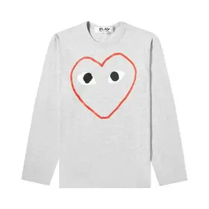 Play Comme Des Garcon Long-sleeve T-shirt With Heart Logo - Grey