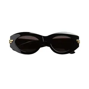 Bottega Veneta Mitre Oval Sunglasses - Black