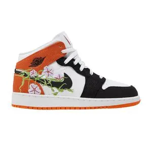 JORDAN 1 Mid Gs Floral Sneakers - Orange