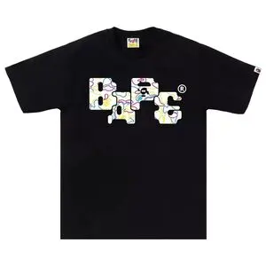 A BATHING APE Neon Camo 8bit Logo Tee - Black