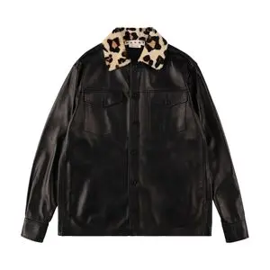 Marni Leather Shirt With Shearling Collar