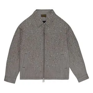 BIRTH OF ROYAL CHILD Rhinestone Zipper Work Jacket