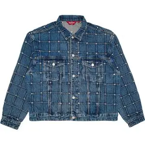 Supreme Studded Seam Denim Trucker Jacket - Blue