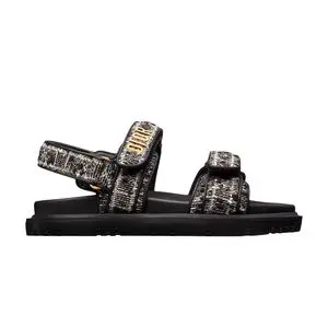 Dior Dioract Cannage Tweed Sandal - Black