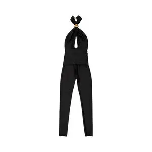 Saint Laurent Jeweled Halter Jumpsuit - Black