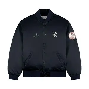 Aimé Leon Dore X New York Yankees Satin Varsity Jacket - Blue