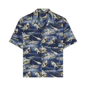 Palm Angels Shark Bowling Shirt - Blue
