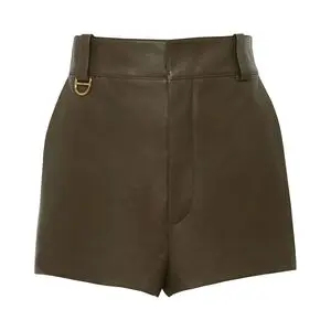 Women's Green Leather Shorts