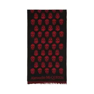 Alexander McQueen Reversible Skull Scarf /red - Black