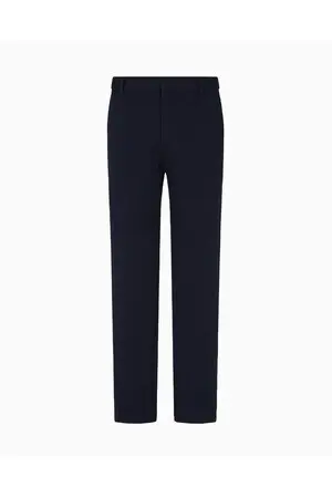 Emporio Armani Jacquard Double Jersey Knit Chinos - Blue