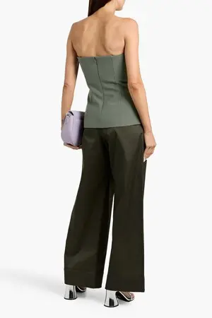 Veronica Beard Forman Strapless Crepe Top - Grey Green