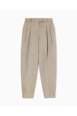 Giorgio Armani Hemp, Viscose, And Cotton Cavalry Trousers - Brown / Neutral